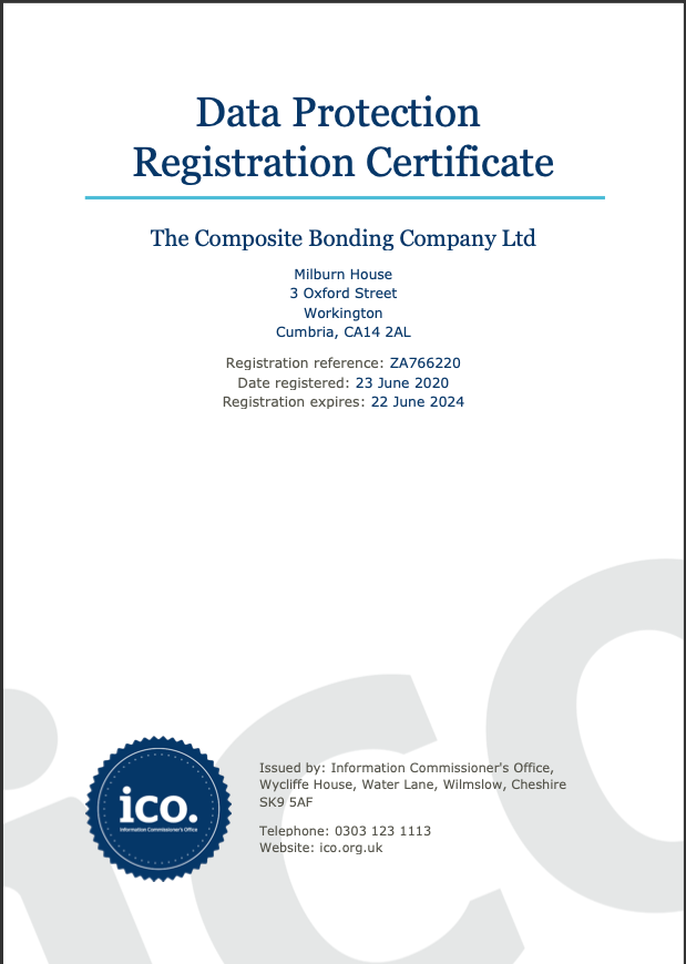 Data Protection Registration Certificate - The Composite Bonding Company